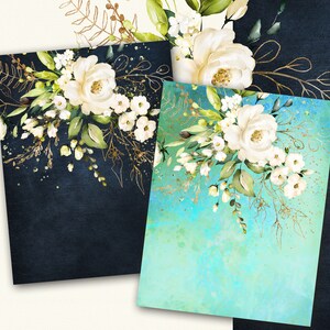 Printable Hand Painted Floral Frames, PNG Transparent Clip Art, Digital ...