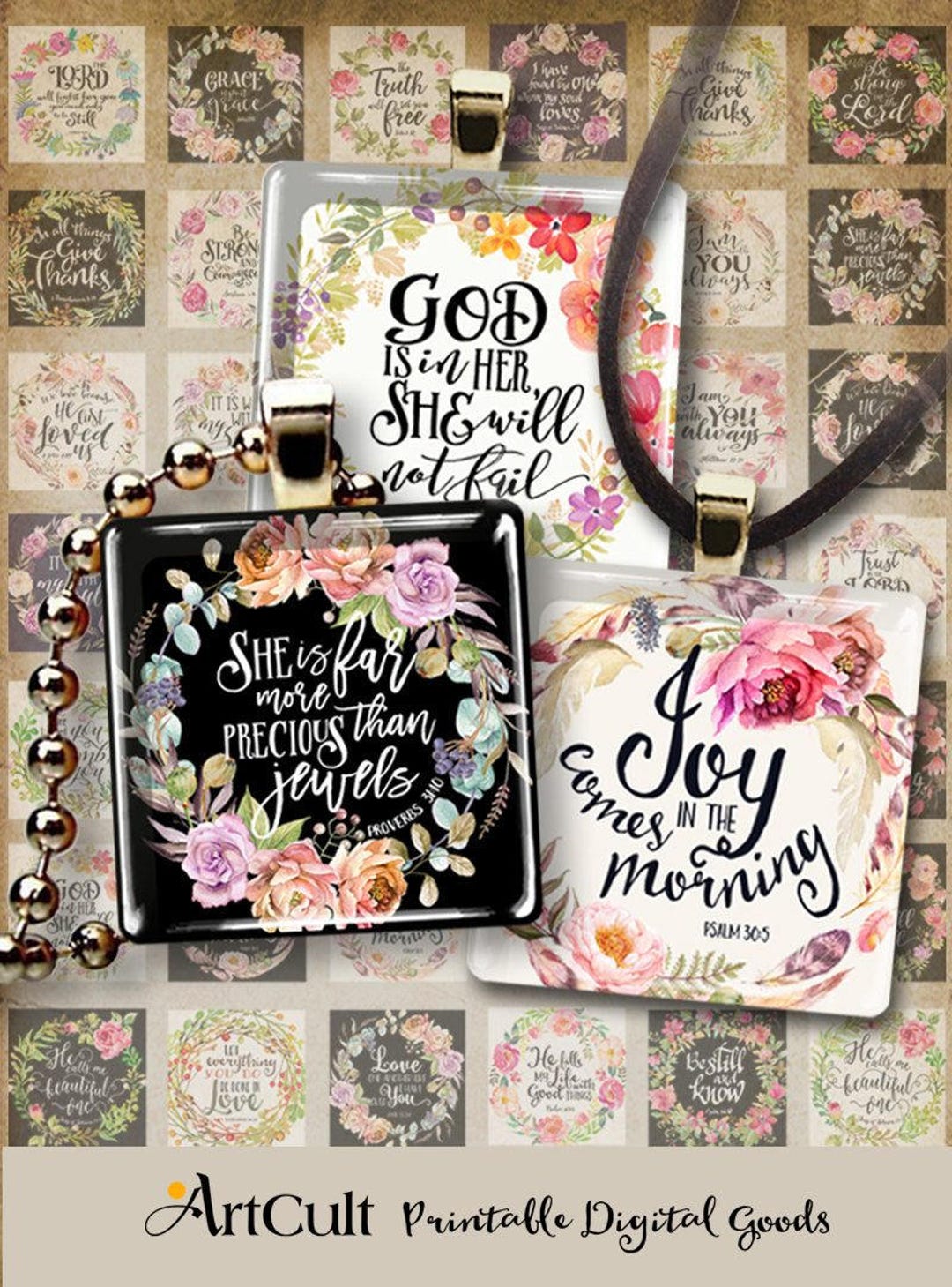1x1 Inch (25mm) Printable BIBLE VERSES Square Images for Pendants and ...