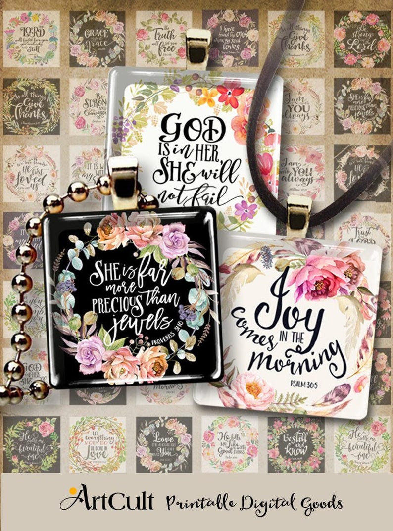 1x1 Inch 25mm Printable BIBLE VERSES Square Images for - Etsy