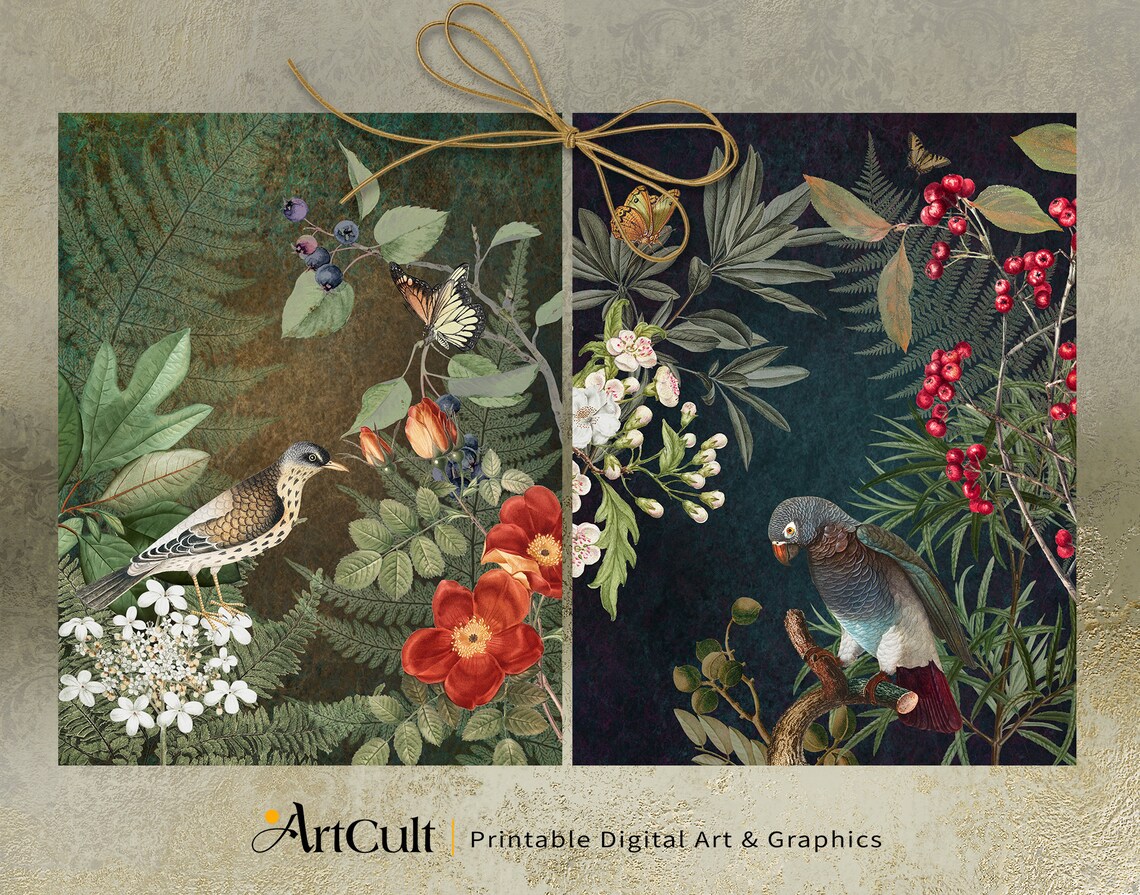 Printable Digital Papers ENCHANTED GARDEN 5 Large Sheets for - Etsy