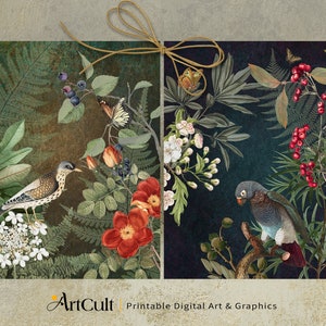 Printable Digital Papers ENCHANTED GARDEN 5 Large Sheets for Craft ...