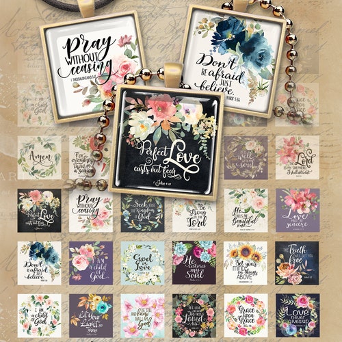 1x1 Inch 25mm Printable BIBLE VERSES Square Images for - Etsy