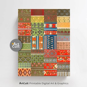 Printable Digital Papers ORNAMENTS & PATCHWORKS 5 Large Sheets for ...