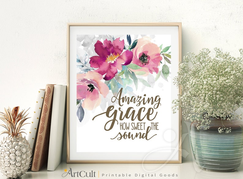 Printable Download Christian Hymn Artwork amazing GRACE | Etsy