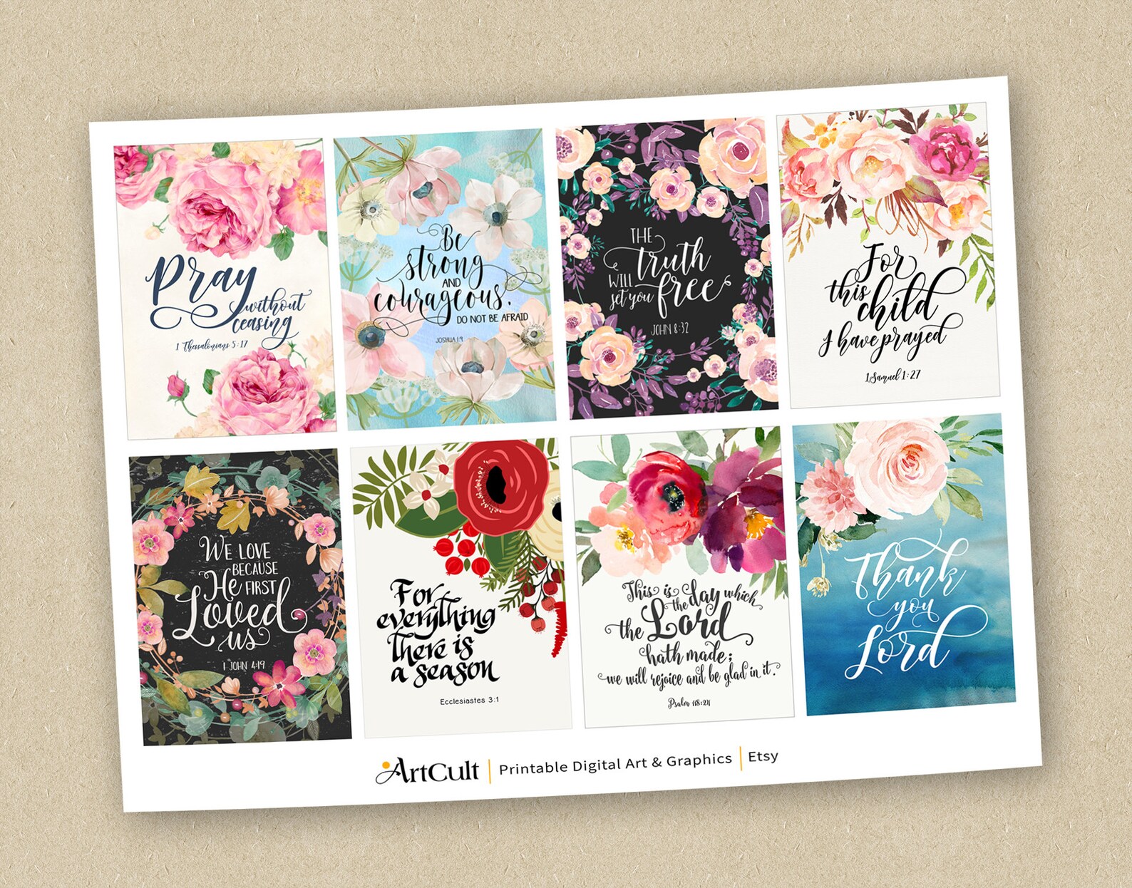 Printable BIBLE VERSES TAGS Scripture Art Eight - Etsy