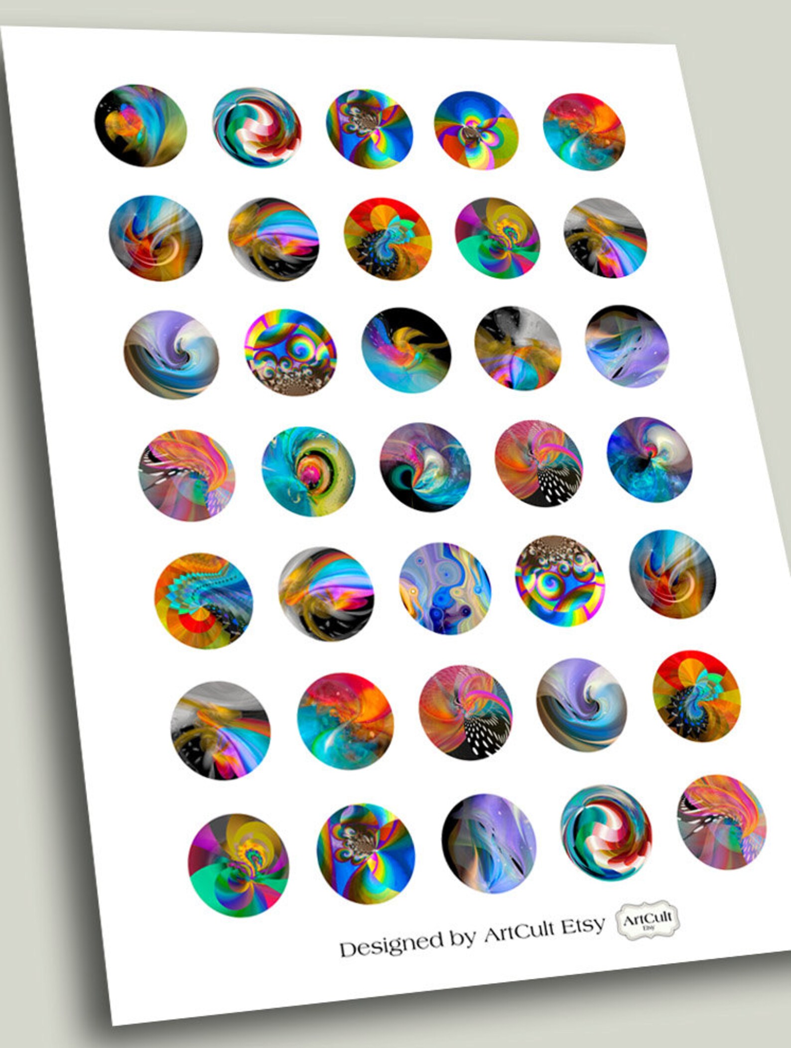 1 Inch 25mm and 1.5 Inch Size Images MYSTIC CIRCLES Digital - Etsy