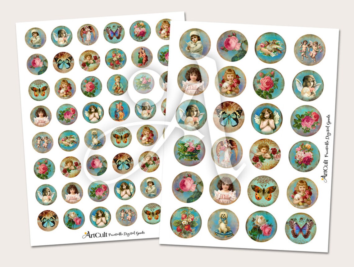 1 Inch 25mm and 1.5 Inch Size Round Images ANTIQUE CHARMS - Etsy