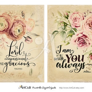 Printable Antique Style BIBLE VERSES 2, Four 5x7 Inch Size Images for ...