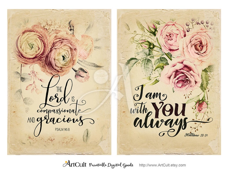 Printable Antique Style BIBLE VERSES 2 Four 5x7 Inch Size - Etsy