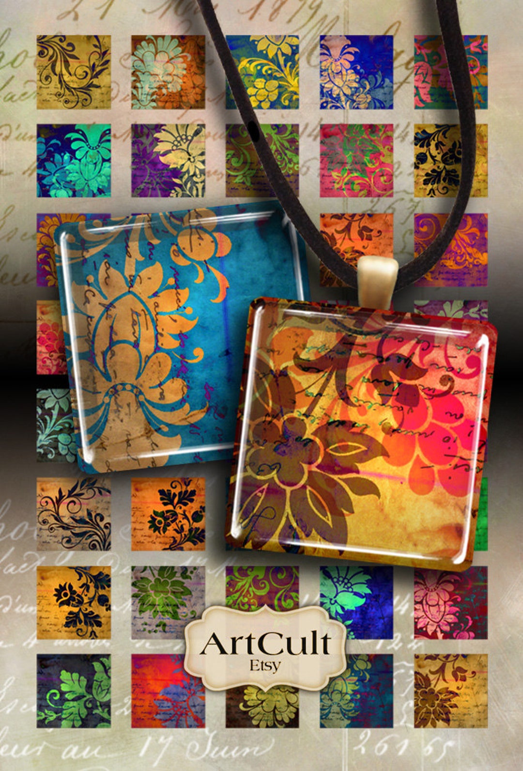 Digital Collage Sheets BATIK 1x1 Inch and 7/8x7/8 Inch Size Printable ...