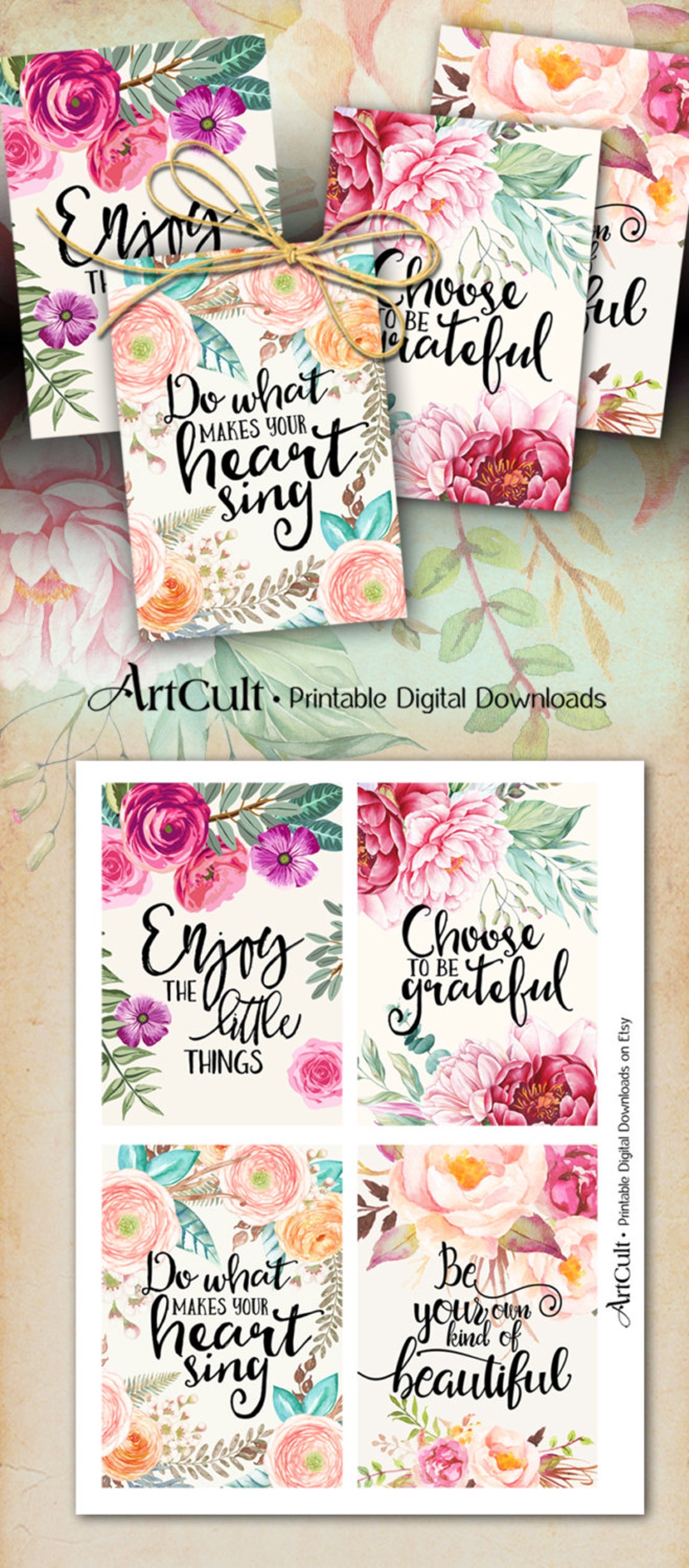 Printable MOTIVATIONAL GREETING CARDS No.2 Digital Download 3.5"x5 ...