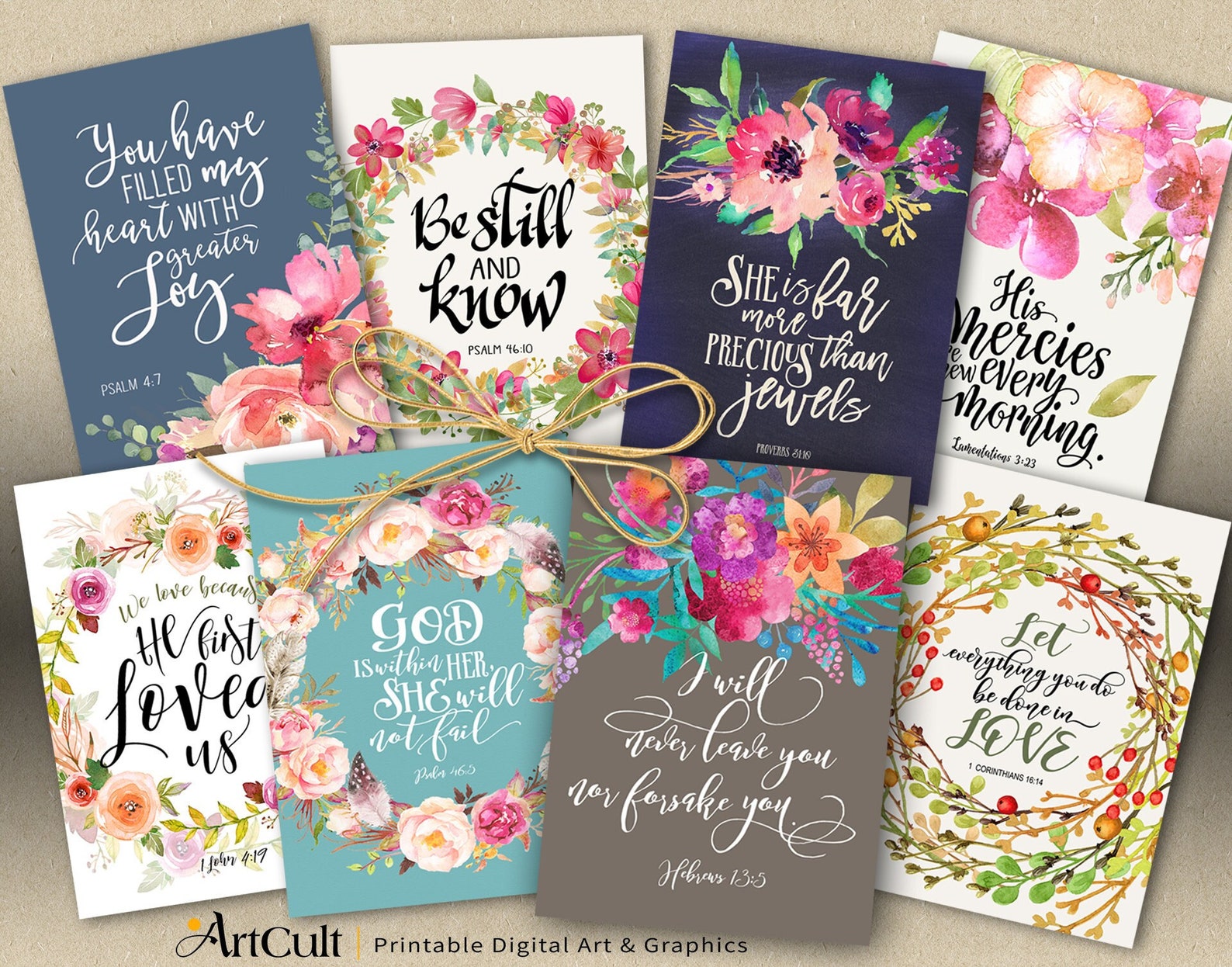 Printable BIBLE VERSES TAGS Scripture Art Eight - Etsy