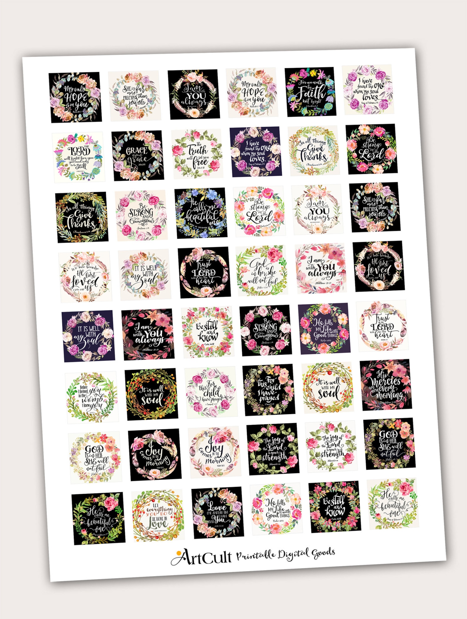 1x1 Inch 25mm Printable BIBLE VERSES Square Images for - Etsy