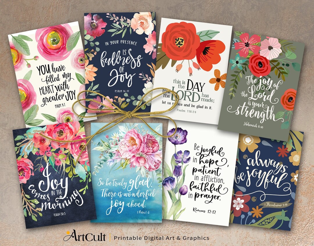 Printable BIBLE VERSES Tags, Scripture Art, Eight 2.5"x3.5" Size Cards ...