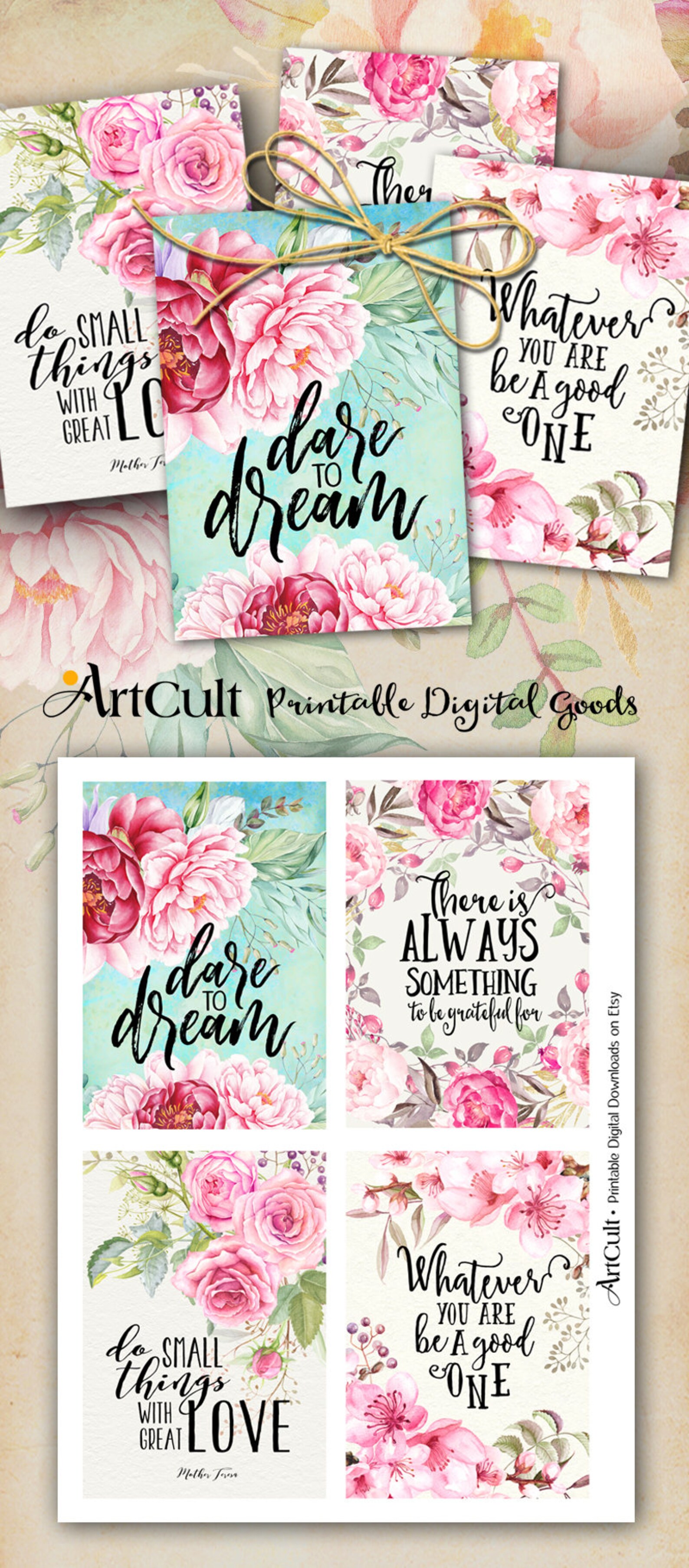 Printable MOTIVATIONAL GREETING CARDS Digital Download 3.5x5 | Etsy