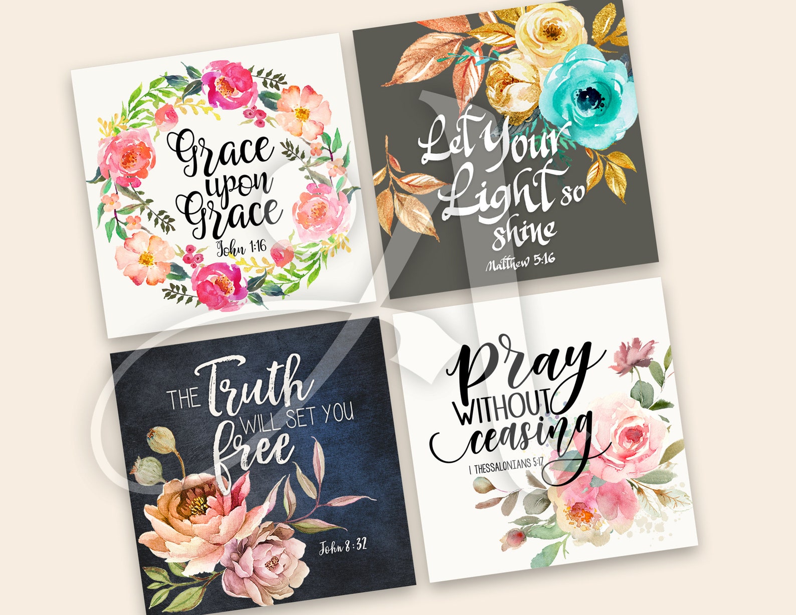 4x4 Inch Printable Bible VERSES Digital Download PNG + JPG Format for ...