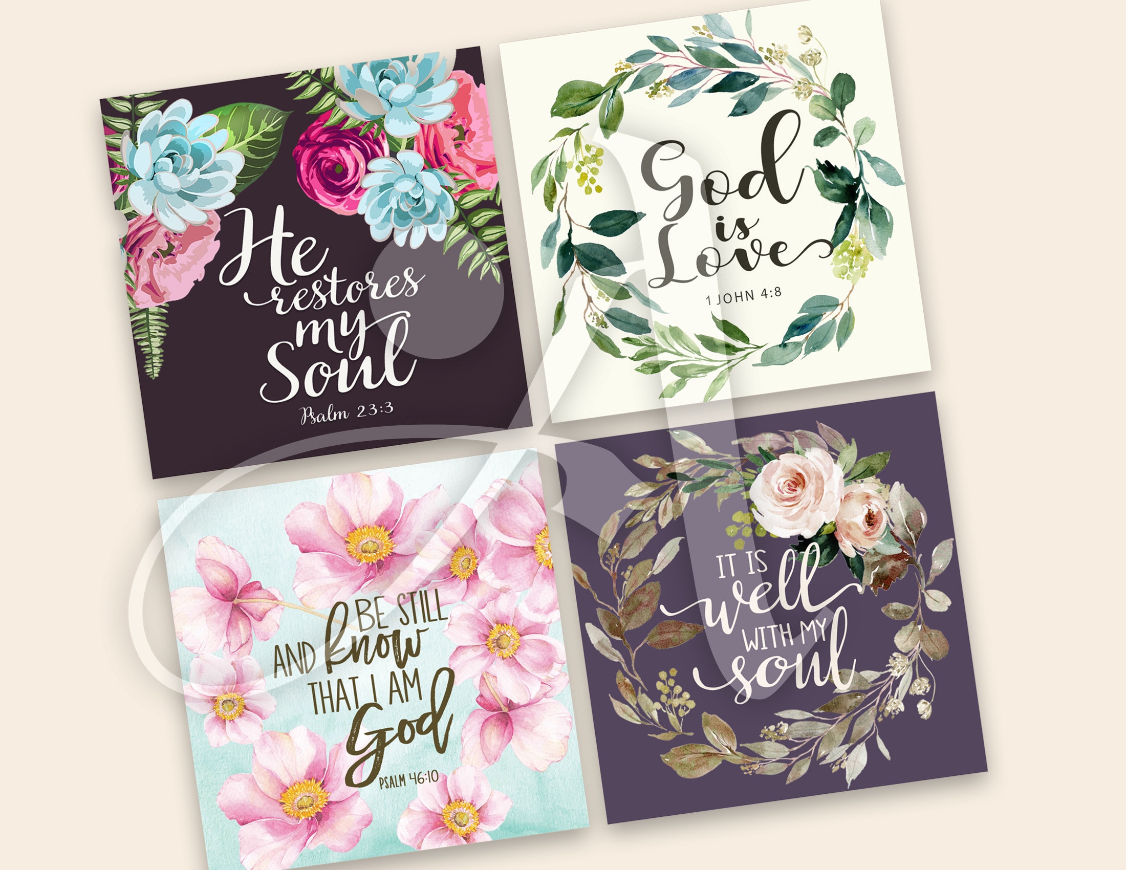 4x4 Inch Printable Bible VERSES Digital Download PNG + JPG Format for ...