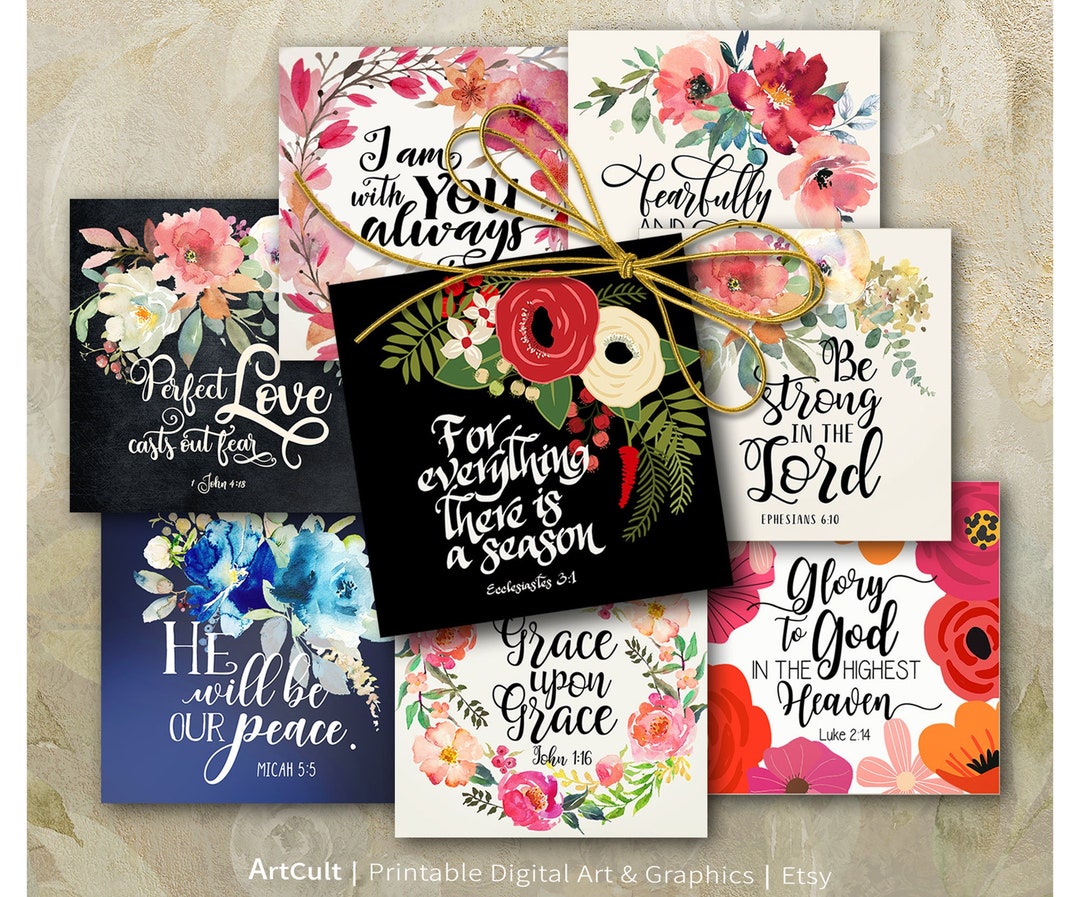Printable Download 2"x2" (5cm) Bible VERSES Set #4 Digital Sheet JPEG ...