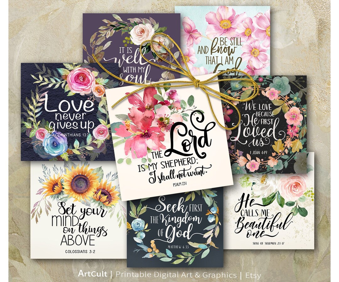 Printable Download 2x2" (5cm) Bible VERSES Set #3 Digital Sheet JPG ...
