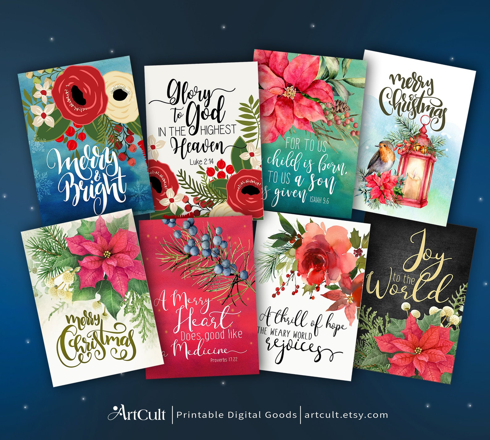 Printable CHRISTMAS VERSES and QUOTES Instant Digital Download | Etsy ...