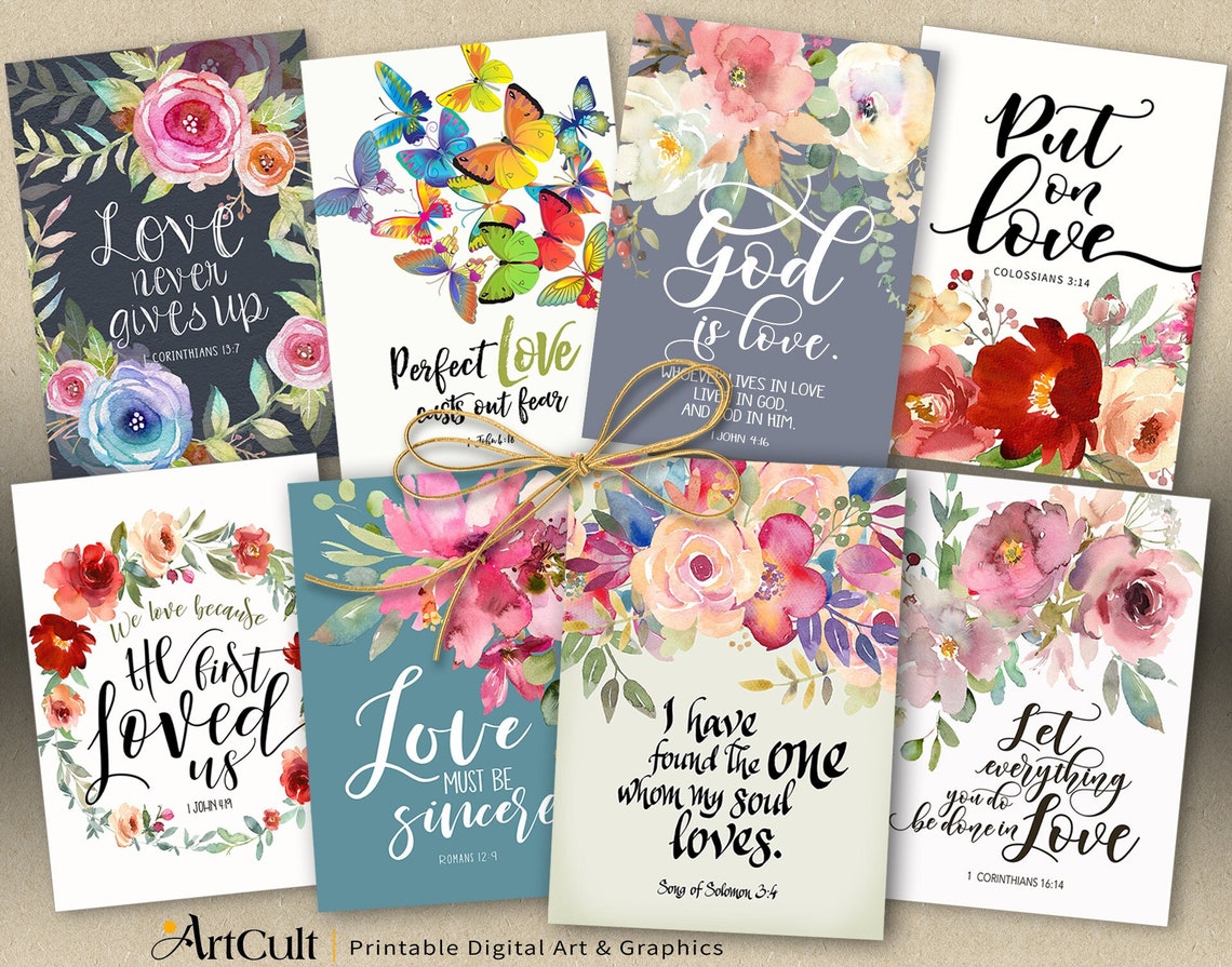 Printable Instant Download Eight Gift Tags LOVE VERSES 2 - Etsy