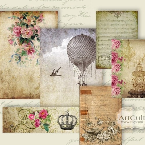 Digital Scrapbook Paper Digital Download Pink and Brown DP010 | Etsy