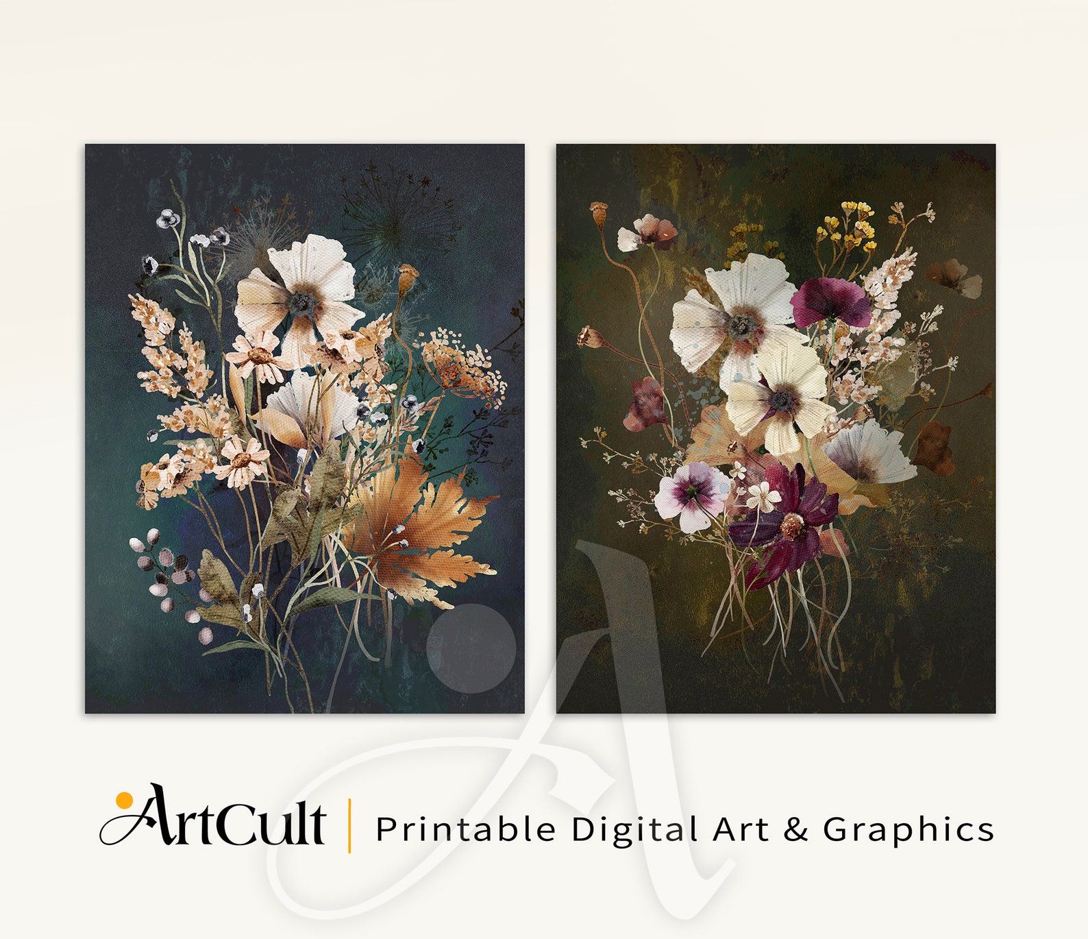 Printable Digital Papers WILDFLOWERS 5 Large Sheets for | Etsy