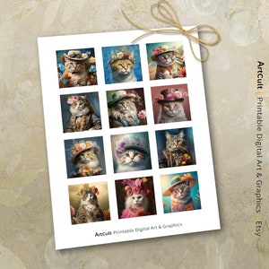 Printable 2x2 Inch Designs, Digital Download JPEG + PNG - Whimsy CATS ...