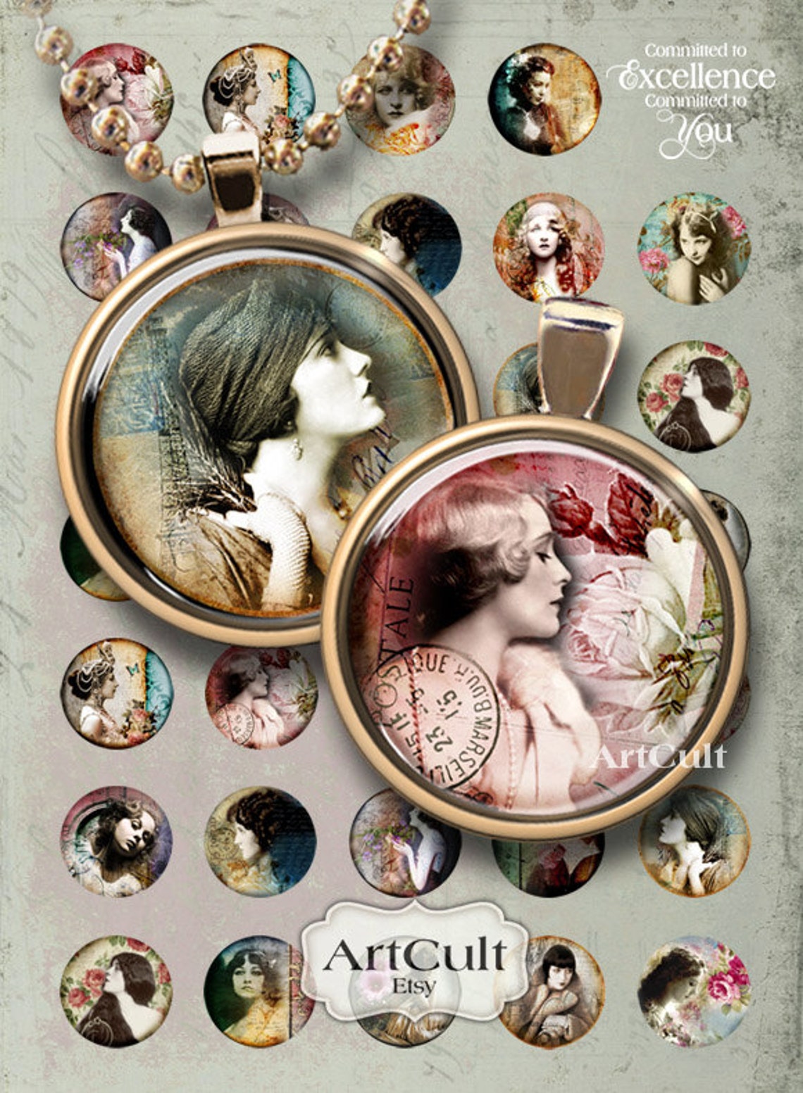 1 Inch 25mm and 1.5 Inch Round Images VINTAGE OBSESSION - Etsy