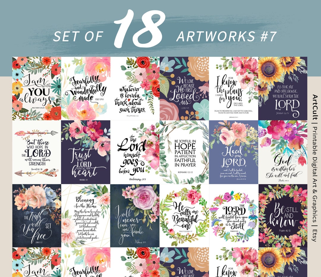 Bible Verses 18 LARGE PRINTABLE ARTWORKS Set 7 Instant Digital Download ...