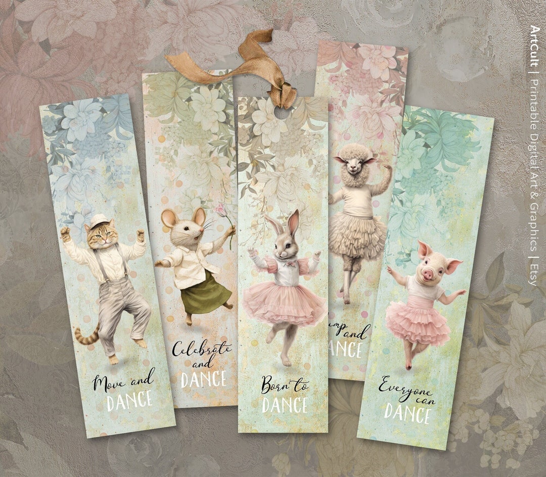 Printable Bookmarks, Digital Download JUST DANCE Cute Animals, for ...