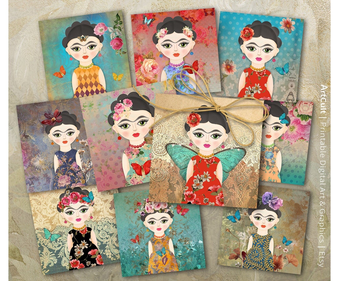 Printable 2x2 Inch Designs Digital Download JPEG + PNG. Little FRIDA ...