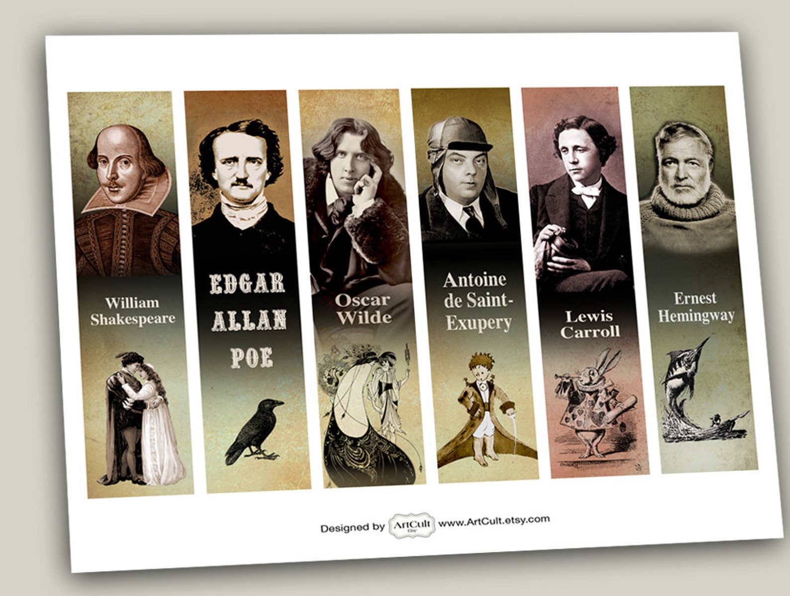 Printable Bookmarks MOST FAMOUS WRITERS Digital Collage Sheet - Etsy