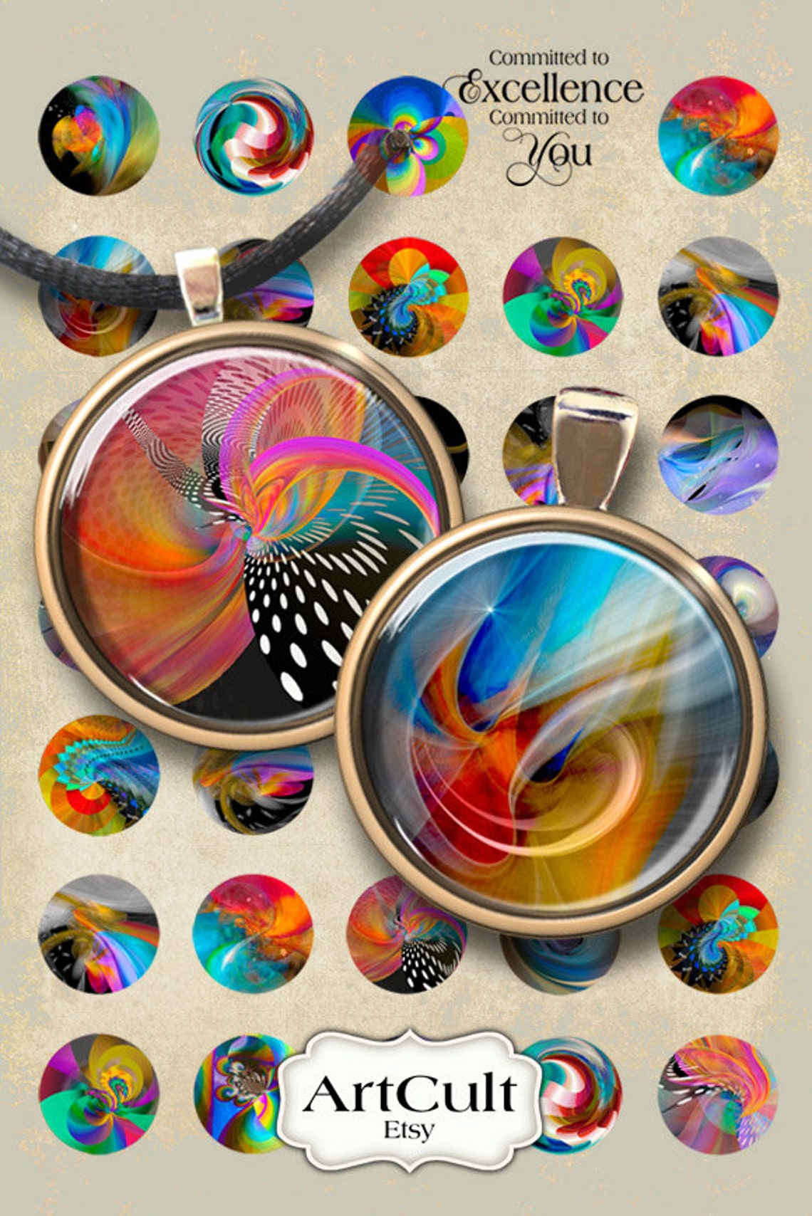 1 Inch 25mm and 1.5 Inch Size Images MYSTIC CIRCLES Digital - Etsy