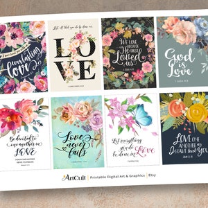 Printable LOVE VERSES #1 Instant Download Eight 2.5"x3.5" Size Greeting ...