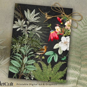 Printable Digital Papers ENCHANTED GARDEN 5 Large Sheets for Craft ...