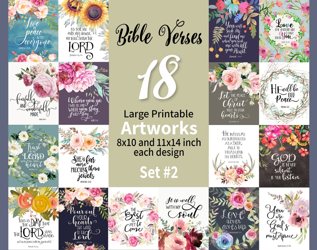 Bible Verses 18 LARGE PRINTABLE ARTWORKS Set 2 Instant - Etsy