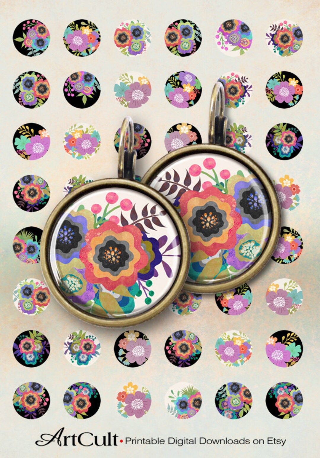 12 Mm and 18 Mm Size Images LITTLE GARDEN Printable Digital Sheets for ...