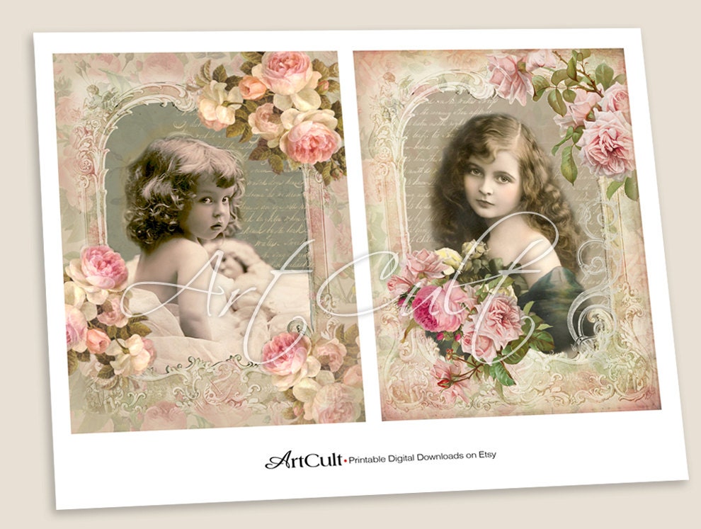 Printable Download VICTORIAN BEAUTY Digital collage sheets | Etsy