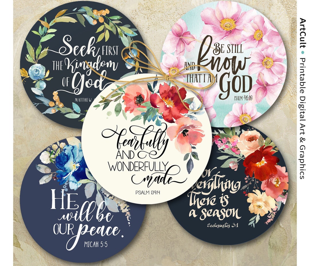 Printable 3 Inch Size Bible Verses Circle Images Set #2 Digital ...