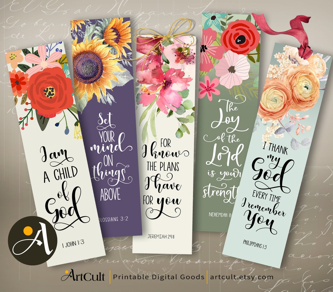Printable Bible Verses Bookmarks Set 8 Instant Digital - Etsy