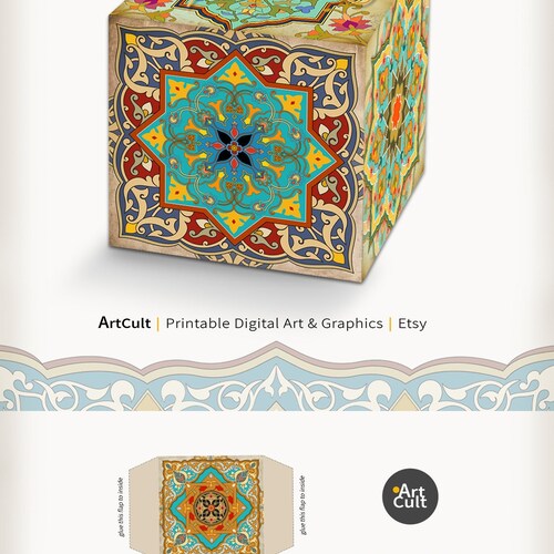 Printable MOROCCAN Boho Style Gift BOX Layout Instant Digital - Etsy ...