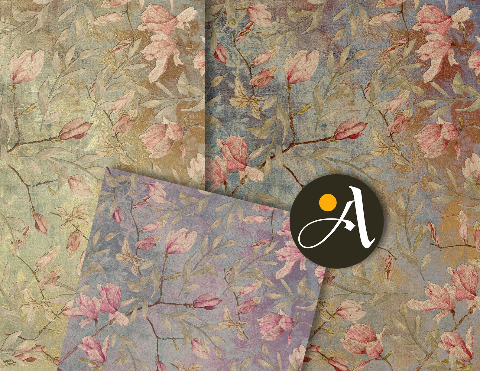 Printable digital floral papers SOFT & GENTLE 5 large sheets | Etsy