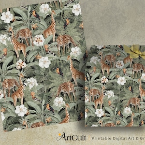 Printable Digital Papers WILD SAFARI, 5 Large Sheets for Craft / Art ...