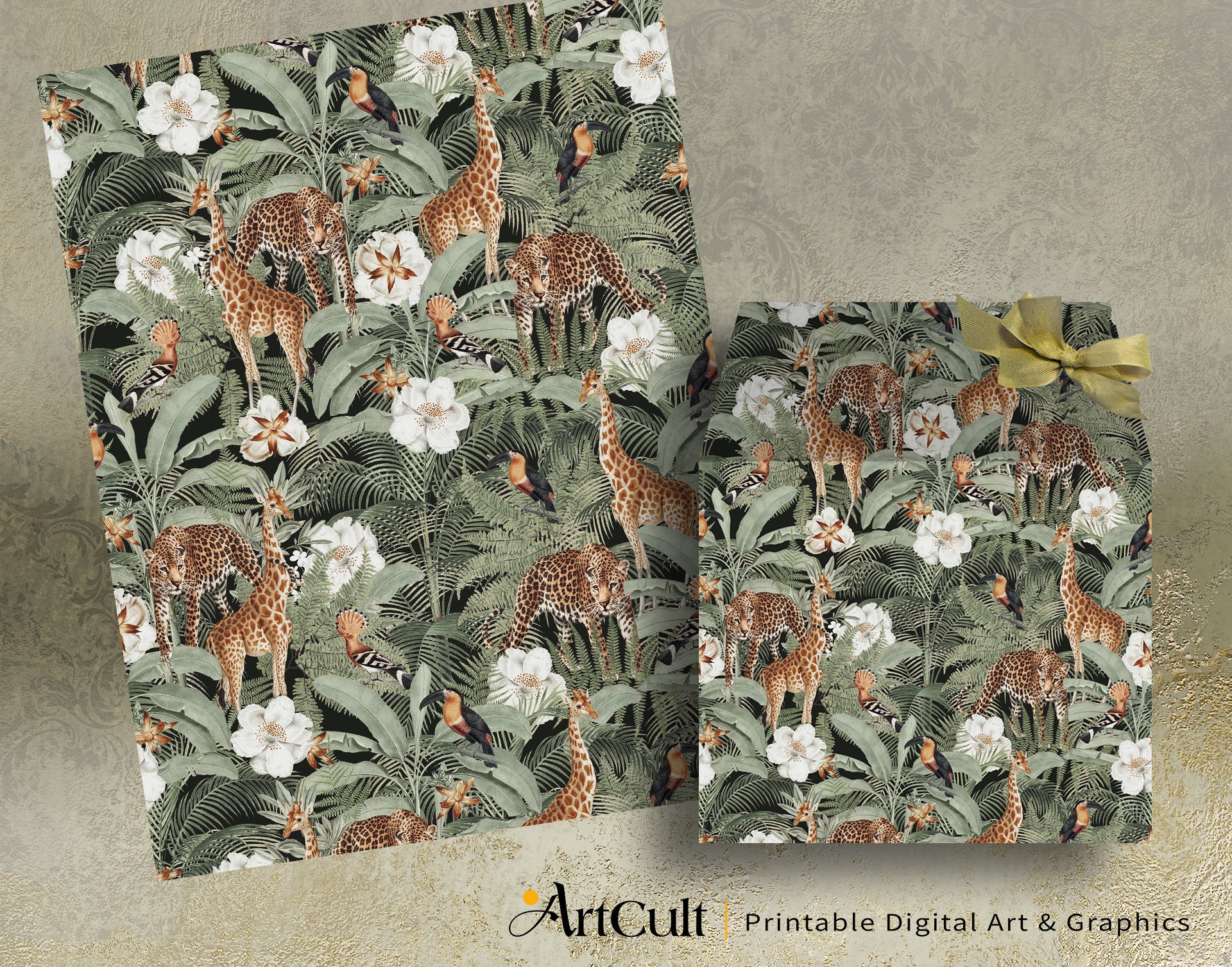 Printable Digital Papers WILD SAFARI 5 Large Sheets for Craft - Etsy