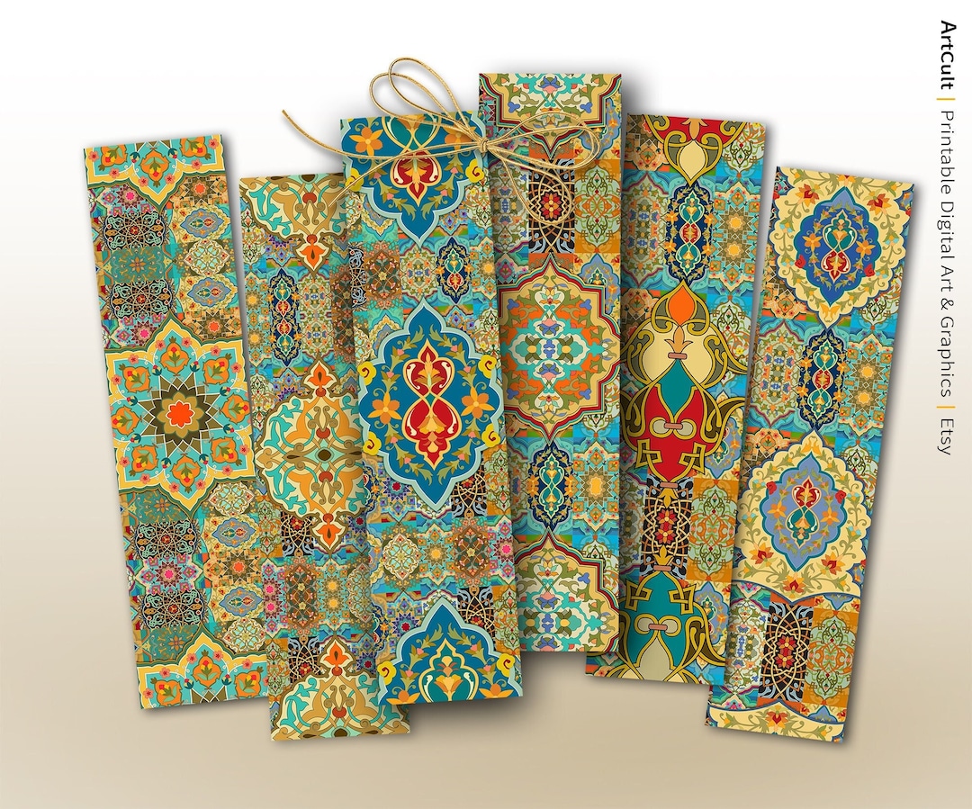 Printable ARABESQUE Bookmarks Instant Digital Download for Books, Gift ...