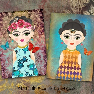 Four Printable 5x7 Inch Images LITTLE FRIDA Set 2 Instant - Etsy