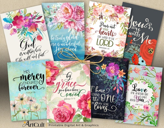 Printable BIBLE VERSES TAGS Scripture Art Eight | Etsy