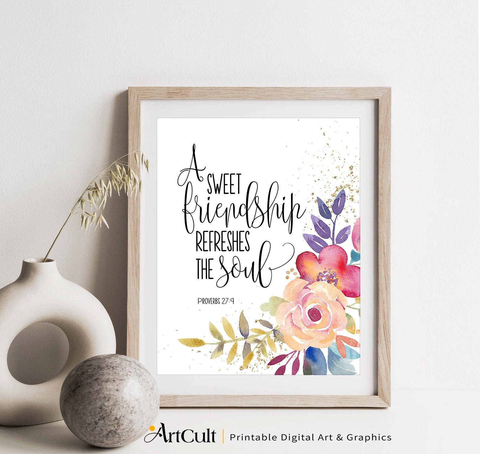Printable Artwork Bible Verse a Sweet Friendship - Etsy
