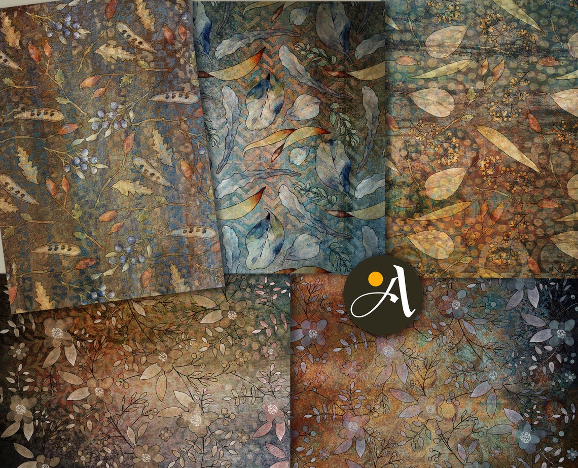 Printable Digital Papers FOREST MOOD 5 Large Sheets for Craft | Etsy